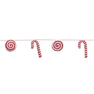 Fabric Peppermint Candy Cane String Garland (Set of 2) - Red, White ...