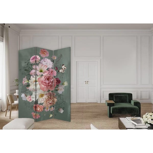 Romantic Floral Three Panel Room Divider Screen - Bed Bath & Beyond - 35447293