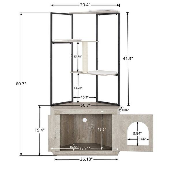 unipaws Corner Cat Litter Box Enclosure with Cat Tree Tower - Bed Bath ...