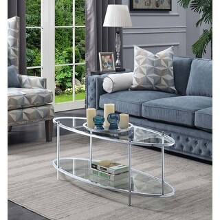 Convenience Concepts Royal Crest 2 Tier Oval Glass Coffee Table - Bed ...