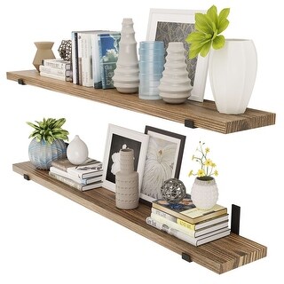Wallniture Forte 60"x11.5" Floating Shelves for Wall, Burnt,Wood, 1 Pc ...