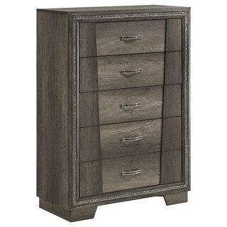 Janie 51 Inch Tall Dresser Chest with 5 Drawers, Felt Lining, Gray Pine ...
