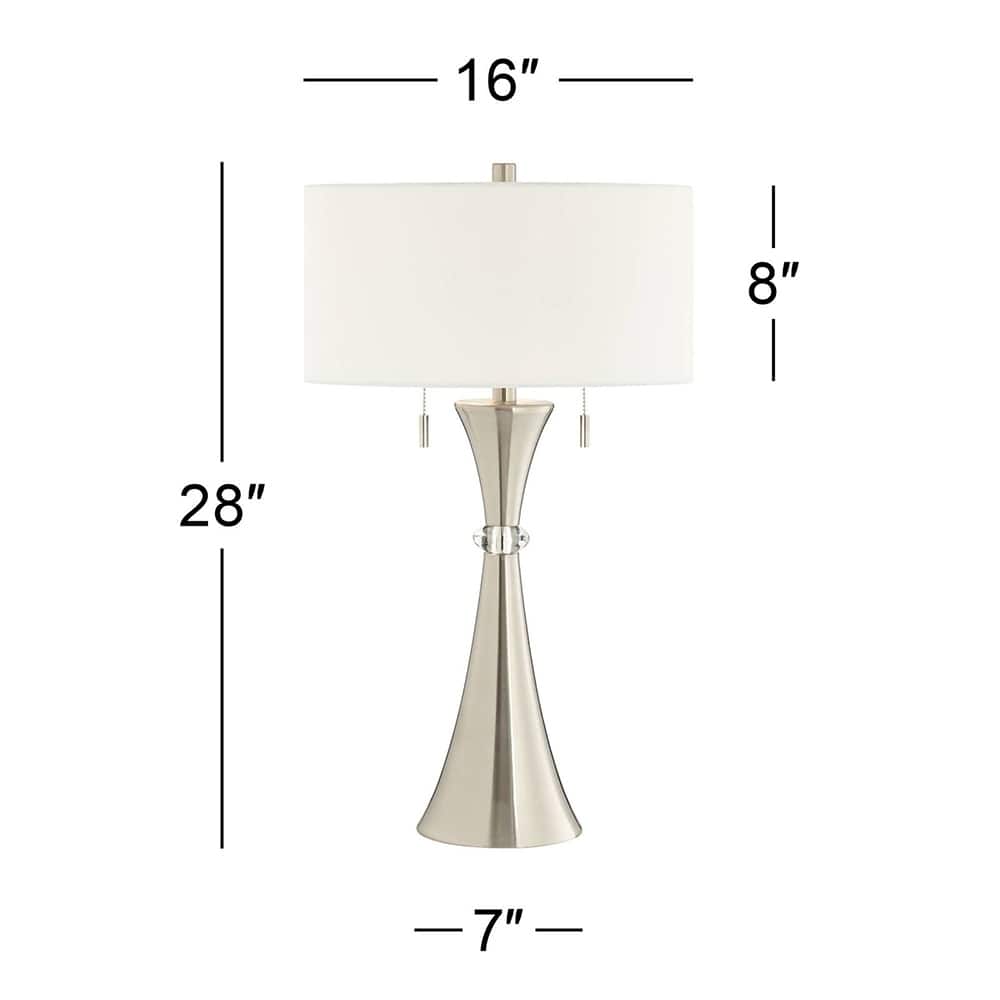 Set of 2 Modern Table Lamps Concave Column Hourglass Metal - 16" x 28 ...