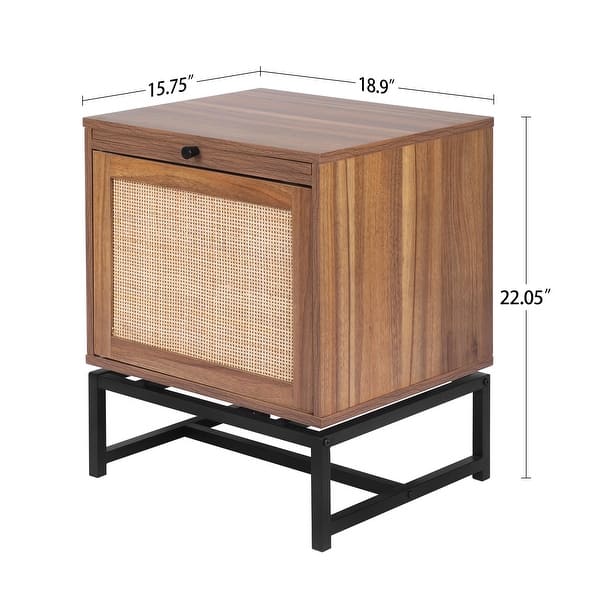Natural Rattan Door Nightstand No Drawer Bedside Table - Bed Bath ...