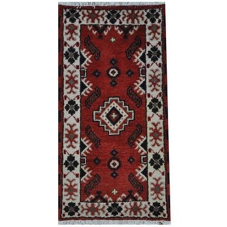 Handmade One-Of-A-Kind Tribal Kazak Wool Rug (India) - 2' x 4' - Bed ...