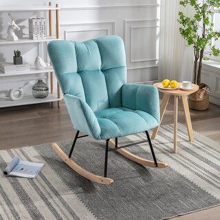 Modern Velvet Tufted Upholstered Rocking Chair Padded Seat - Bed Bath ...
