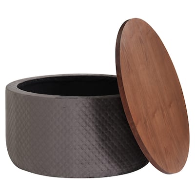 Essen Velvet Round Storage Coffee Table - Overstock - 31571776