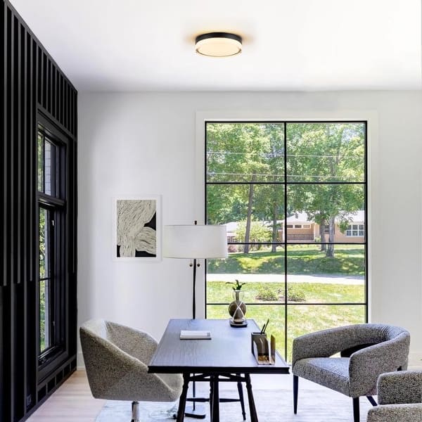 Modern Black Dome Dimple Sconce Frosted Clear Glass LED Flush Mount ...