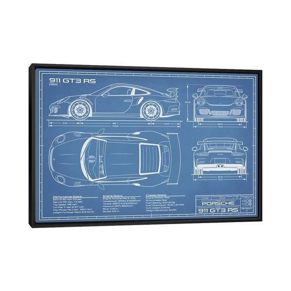 iCanvas "Porsche 911 GT3 RS (991) Blueprint" by Action Blueprints ...