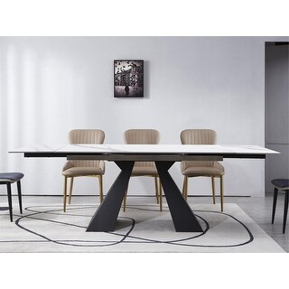 Dining Table Set,Modern 7 Piece Dining Set,Includes Extendable Dining ...