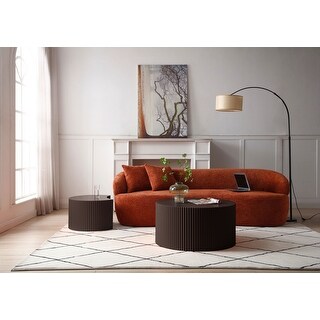 Relief Nesting Table with Round Coffee Table and Half Moon Shaped End ...