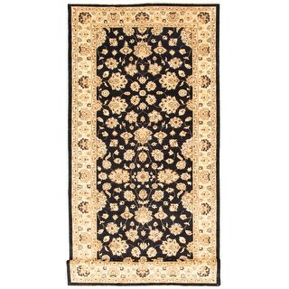 ECARPETGALLERY Hand-knotted Chobi Twisted Black Wool Rug - 6'2 x 14'7 ...