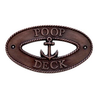 Antique Copper Poop Deck Oval Sign with Anchor - 8" L x 1" W x 4" H ...