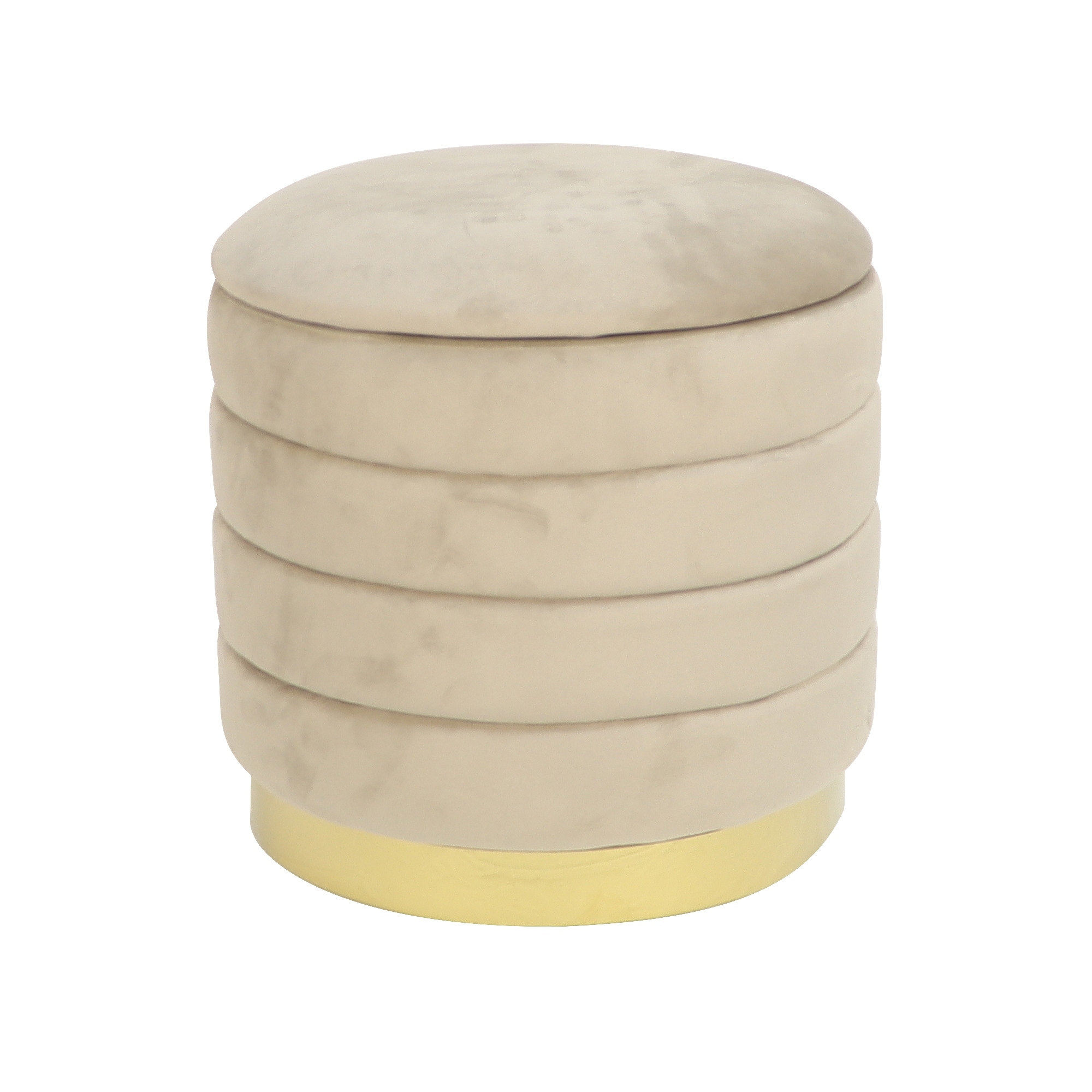 Velvet Round Storage Ottoman Fabric Stool with Removable Cover and ...