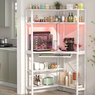 Modern Farmhouse Conner Computer Deck with Power Outlets & LED Light ...