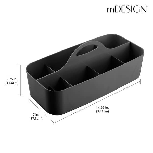 mDesign Large Plastic Divided Office Organizer Caddy Tote with Handle ...
