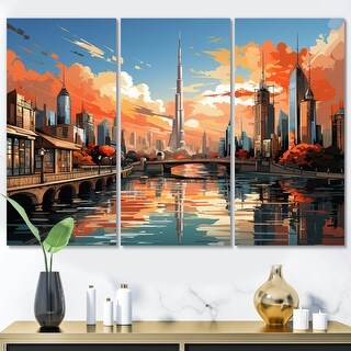 Designart "City Dubai Popart II" Dubai Canvas Prints Set - Bed Bath ...