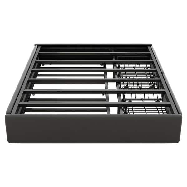 Queen Size Multi-Functional Grounded Bed Upholstered Bed Frame, Black ...