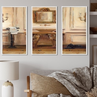 Designart "Vintage Paris Bathroom Painting" Bathroom Framed Wall Art ...