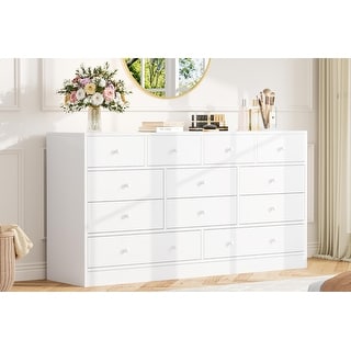 Wood Dresser with 12 Drawer,Modern Chest of Dressers for Bedroom - Bed ...