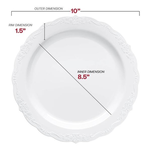 Vintage Rim Round Disposable Plastic Plate Packs - Party Supplies - Bed ...