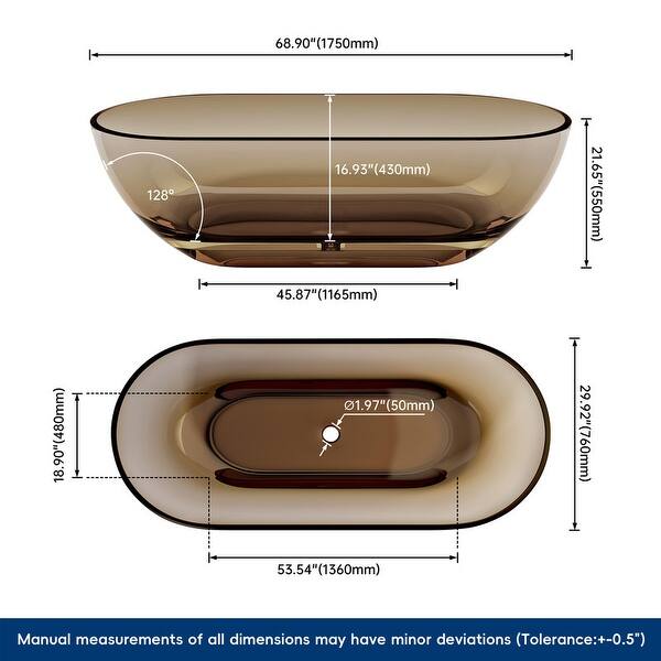 Alvana 69'' Freestanding Bathtub Solid Surface Soaking Tubs - Bed Bath ...