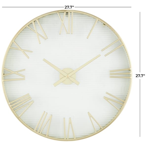 White Metal Decorative Wall Clock with Gold Hands and Numbers - Bed ...