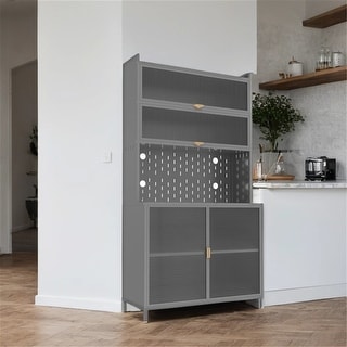 73" Metal Kitchen Pantry Cabinet with Adjustable and Anti-Tip Design ...