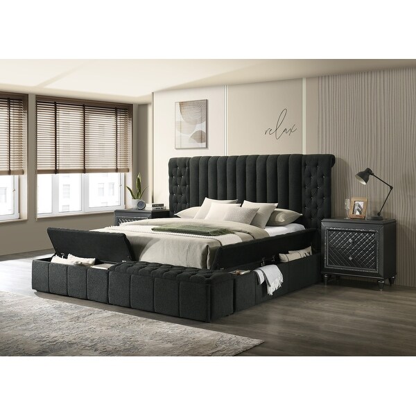 Javlergo Bed Frame with 4 Storage Drawers, Upholstered Platform Bed ...