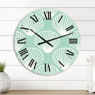 Designart 'Marine Abstracts Sea Shells I' Nautical & Coastal wall clock ...