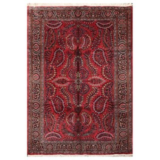 Hand Knotted Wool Sarouk Oriental Area Rug Rusty Red, Blue (6x9) - 5 ...