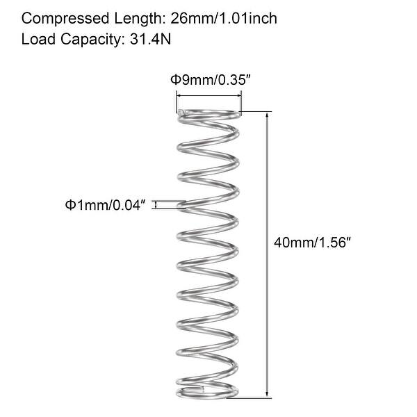 304 Stainless Steel Compression Spring 31.4N Load Capacity, Silver Tone ...