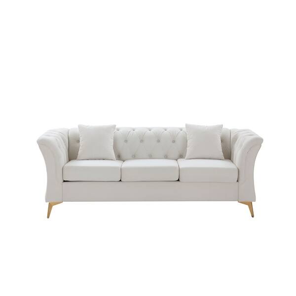 Modern Chesterfield Curved Sofa Tufted Velvet Couch 3 Seat Button Tufed ...