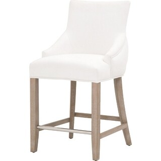 Fabric Counter Height Stool With Sloped Armrests And Padded Seat White ...