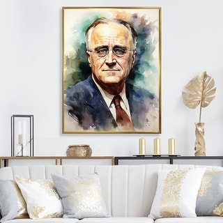 Designart "Franklin Roosevelt President Portrait" President/Political ...