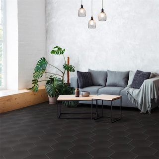 Merola Tile Textile Basic Hex Kale 8-5/8" x 9-7/8" Porcelain Floor and ...
