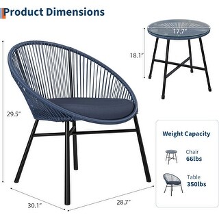 3 Pieces Outdoor Acapulco Chair Patio Bistro Set, All-Weather Acapulco ...