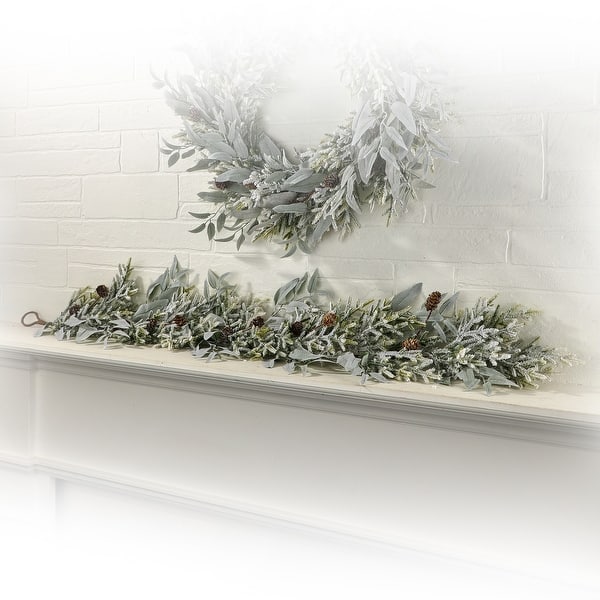 48" Sage/Mini Spruce with Cones Garland - Grey Green - 48-Inch - Bed ...