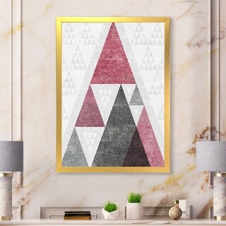 Designart "Pink Geometric Mod Triangles II" Mid-Century Transitional ...