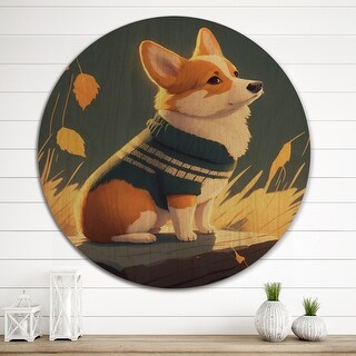 Designart "Cute Little Corgi Dog" Animals Dog Corgi Gangster Mafia Wood ...