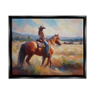 Stupell Cowgirl in Western Scene Framed Floater Canvas Wall Art Design ...