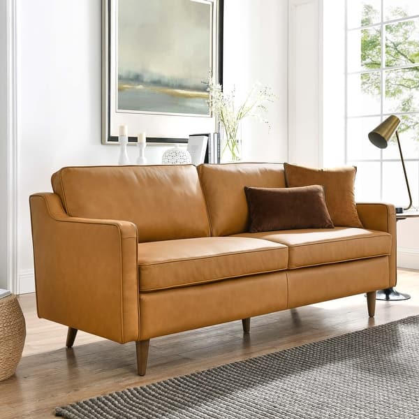 Impart Mid-century Modern Top-grain Leather Sofa - Bed Bath & Beyond ...