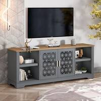70-inch Extra-Wide Rustic TV Stand for 80" TVs - Natural Wood Finish ...
