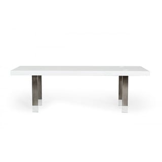 95" White And Gun Metal Rectangular Manufactured Wood And Stainless ...