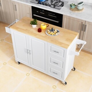 Kitchen Island with Extensible Rubber Wood Table Top - Bed Bath ...