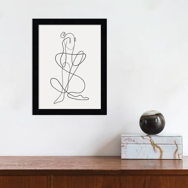 Thinking Of You Line Art by Rachel Lee Wood Framed Wall Art Print - Bed ...
