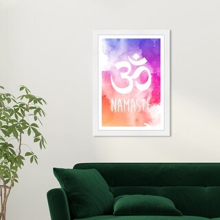 Wynwood Studio 'Namaste' Symbols and Objects Pink Wall Art Framed Print ...