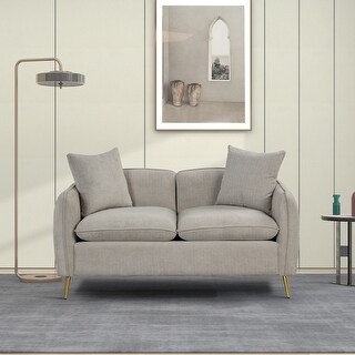 Ysabel Upholstered Sofa with 2 Pillows and Golden Metal Legs - Bed Bath ...