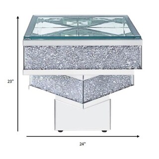 HomeRoots Contempo Glass And Bling End Table - 23"Hx24"Wx24"D - Bed ...