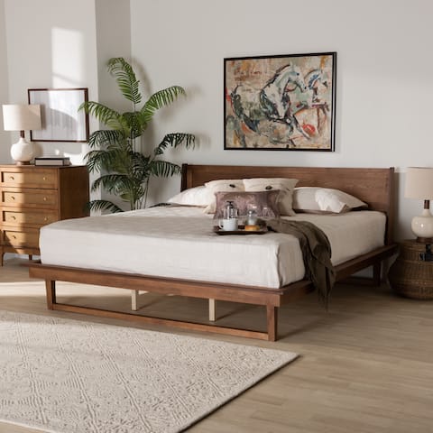 Sadler Mid-Century Ash Walnut Finish Wood Platform Bed - Overstock ...